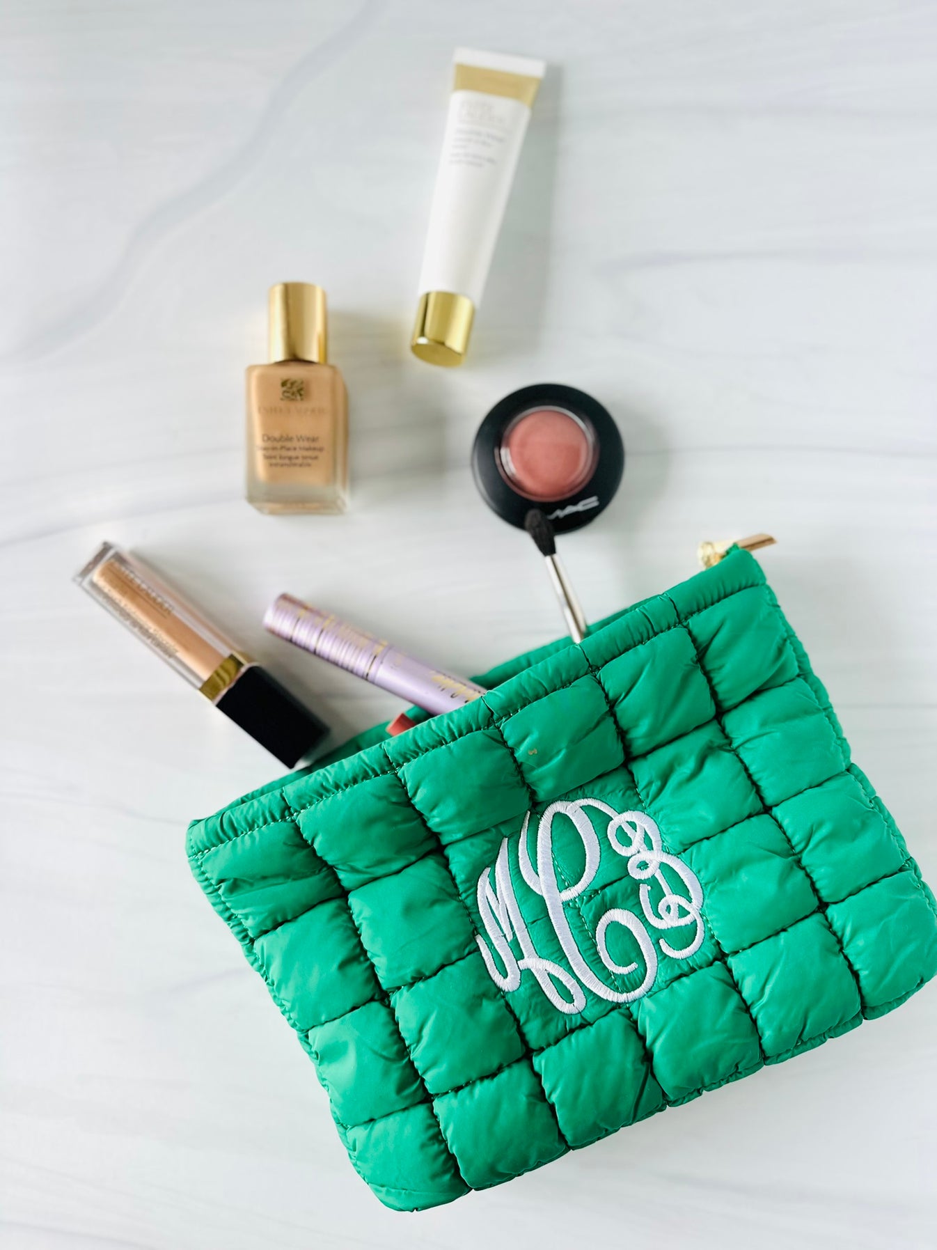 Quilted Makeup Bag - Monogram